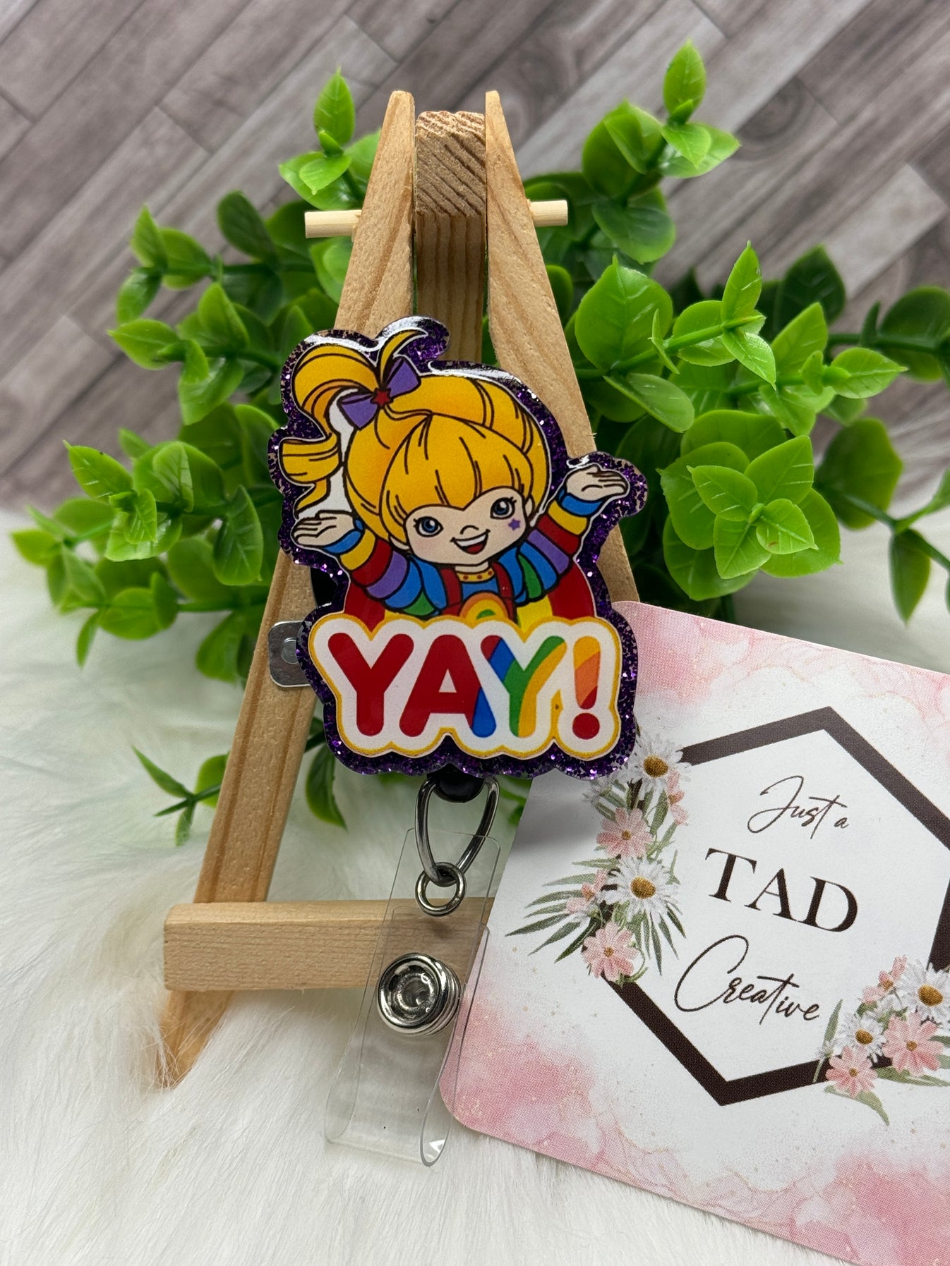 Rainbow Girl Cartoon Character Interchangeable Badge Reel Topper – Just ...